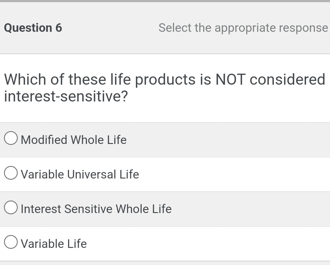 Solved Question 6Select the appropriate responseWhich of | Chegg.com