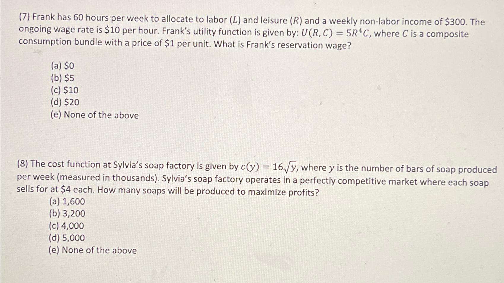 Solved (7) ﻿Frank has 60 ﻿hours per week to allocate to | Chegg.com