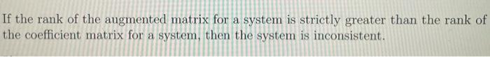 Solved If the rank of the augmented matrix for a system is | Chegg.com