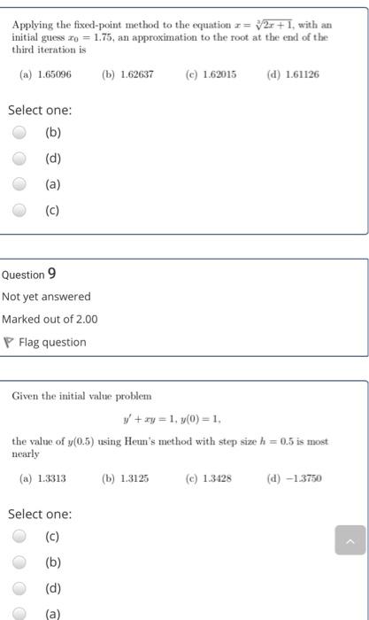 Solved Applying the fixed-point method to the equation 2 = | Chegg.com