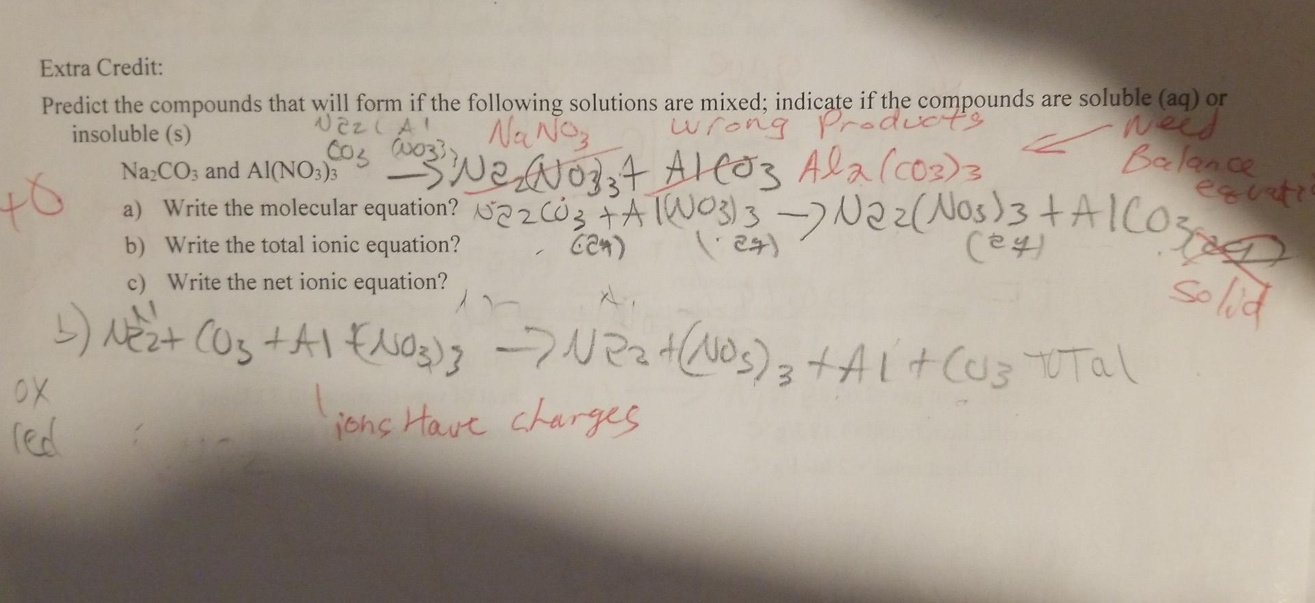 Solved Extra Credit: Predict the compounds that will form if | Chegg.com