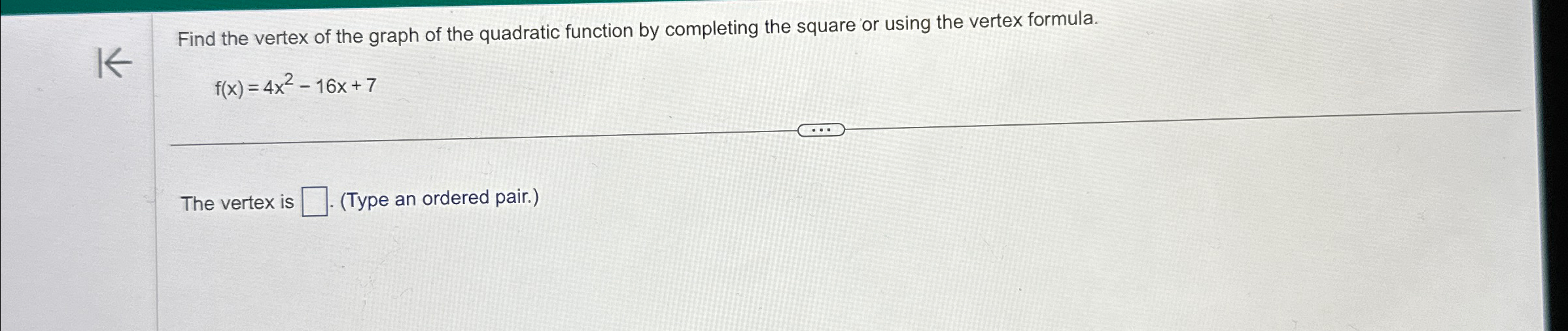 Solved Find the vertex of the graph of the quadratic | Chegg.com