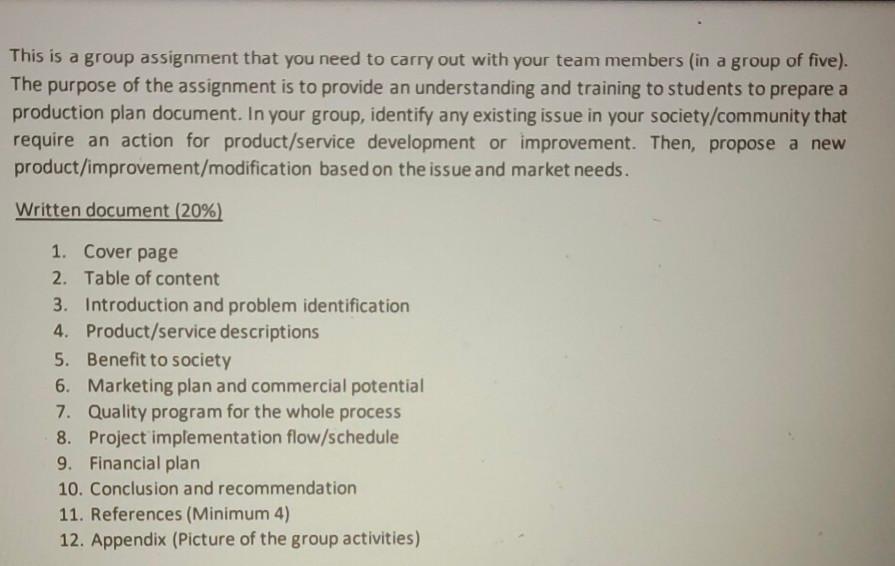 Solved This is a group assignment that you need to carry out | Chegg.com