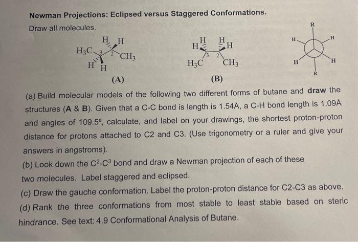 Solved Newman Projections: Eclipsed versus Staggered | Chegg.com