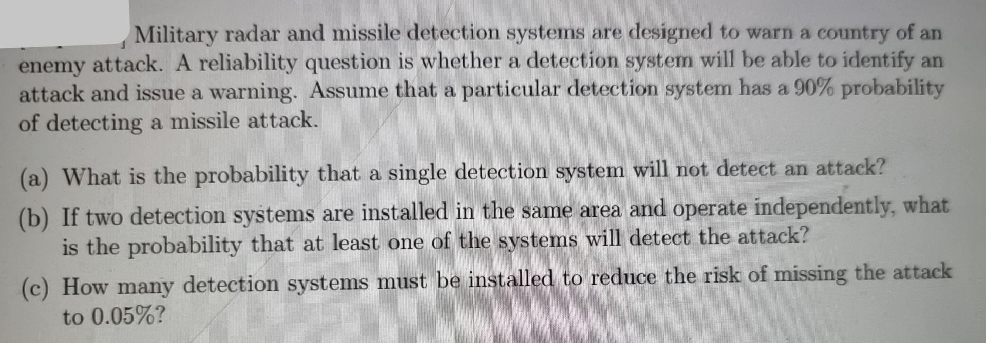 Solved Military radar and missile detection systems are | Chegg.com