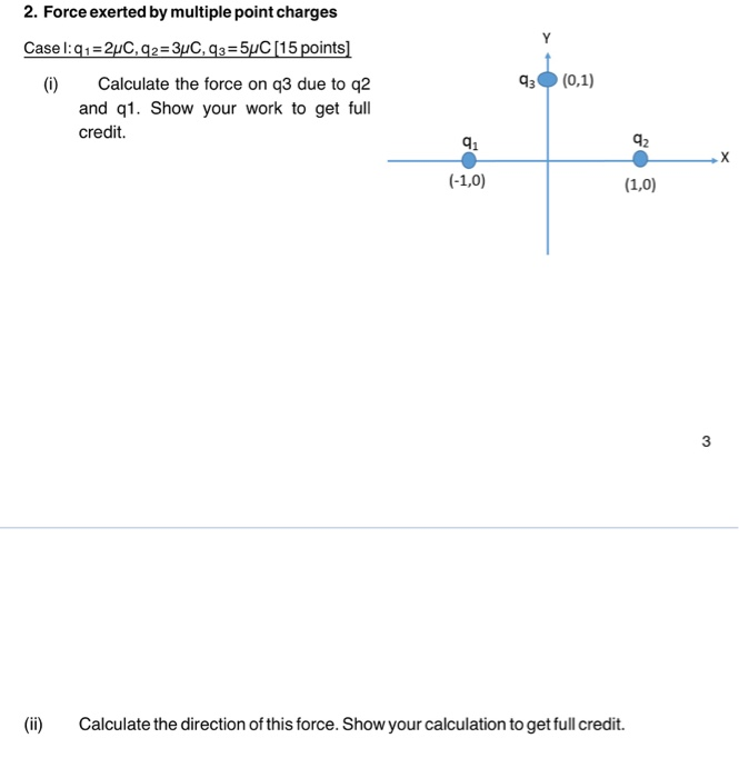 Solved 2. Force exerted by multiple point charges 93 (0,1) | Chegg.com