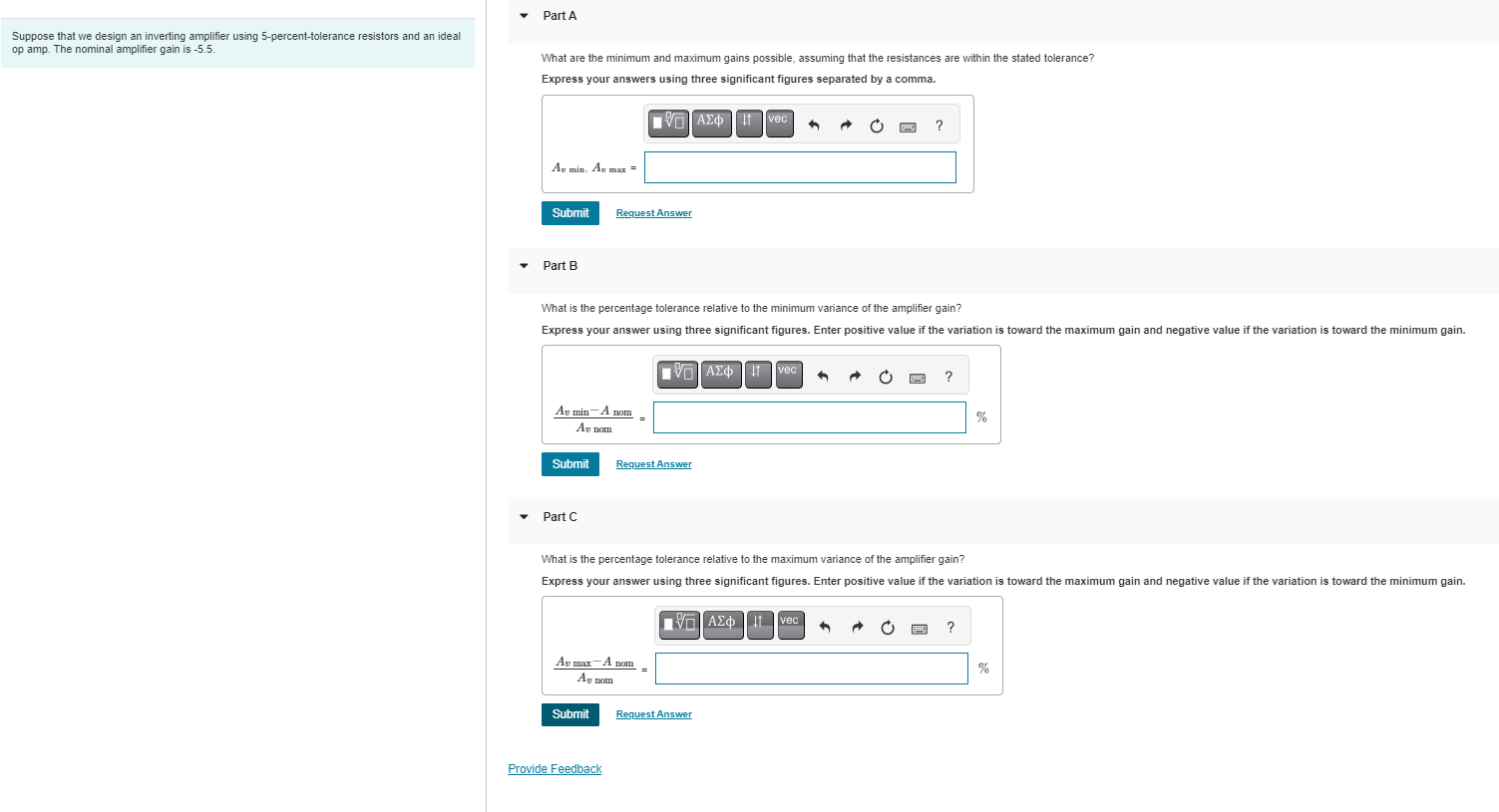 Solved Suppose that we design an inverting amplifier using | Chegg.com