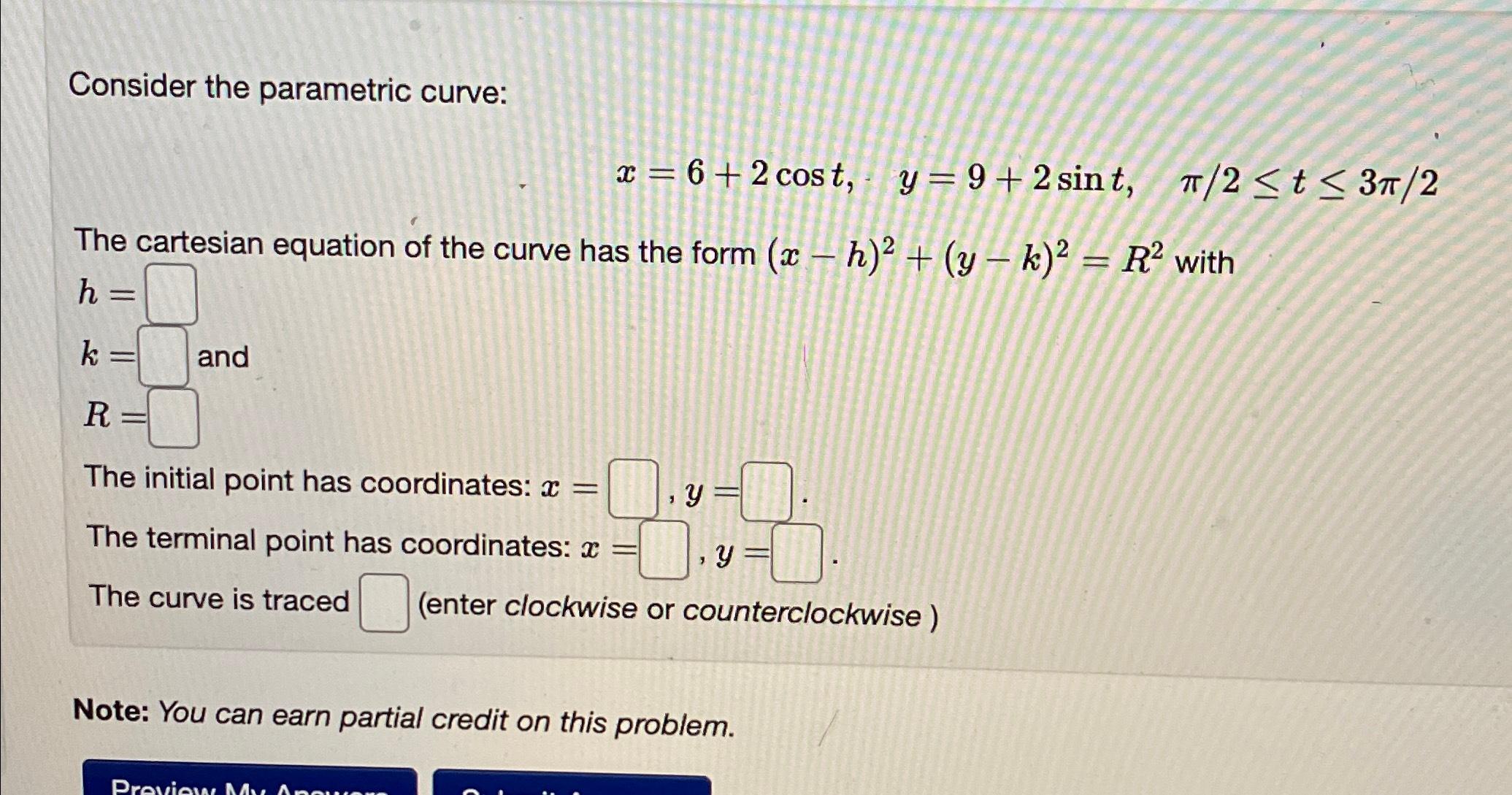 Solved Consider the parametric | Chegg.com