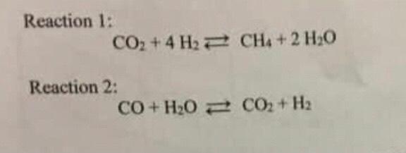 Solved Reaction 1: CO2 + 4H2 CH4 + 2 H20 Reaction 2: CO+ H2O | Chegg.com