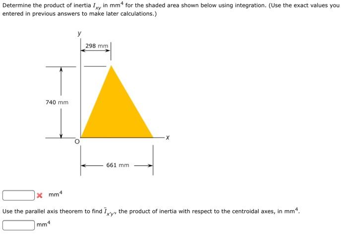 Solved Determine the product of inertia Ixy in mm* for the | Chegg.com