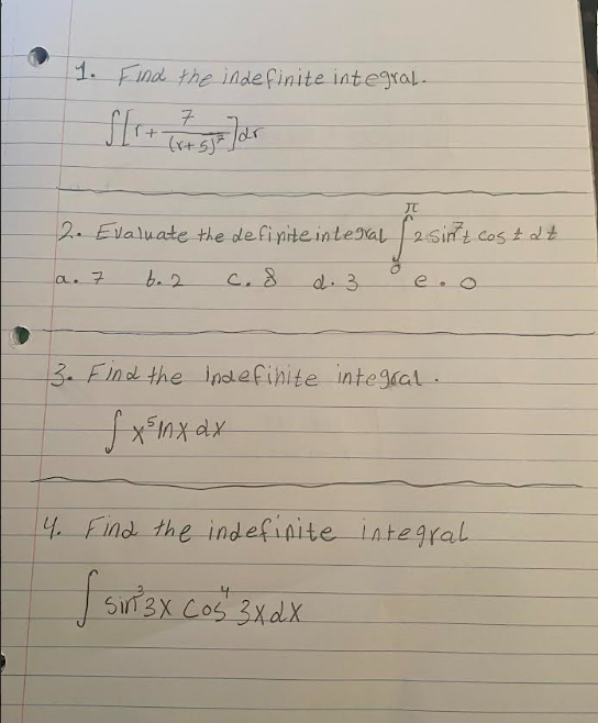 Solved Find the indefinite integral. \int | Chegg.com