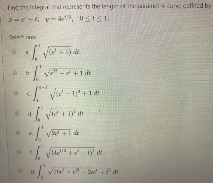 Solved Find the integral that represents the length of the | Chegg.com