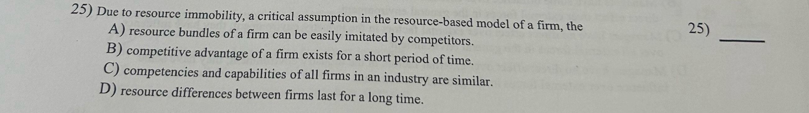 Solved Due to resource immobility, a critical assumption in | Chegg.com