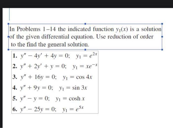 Solved In Problems 1−14 the indicated function y1(x) is a | Chegg.com
