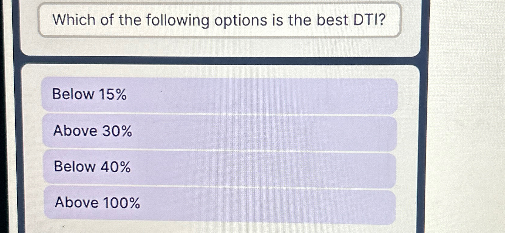 Solved Which of the following options is the best DTI?Below | Chegg.com