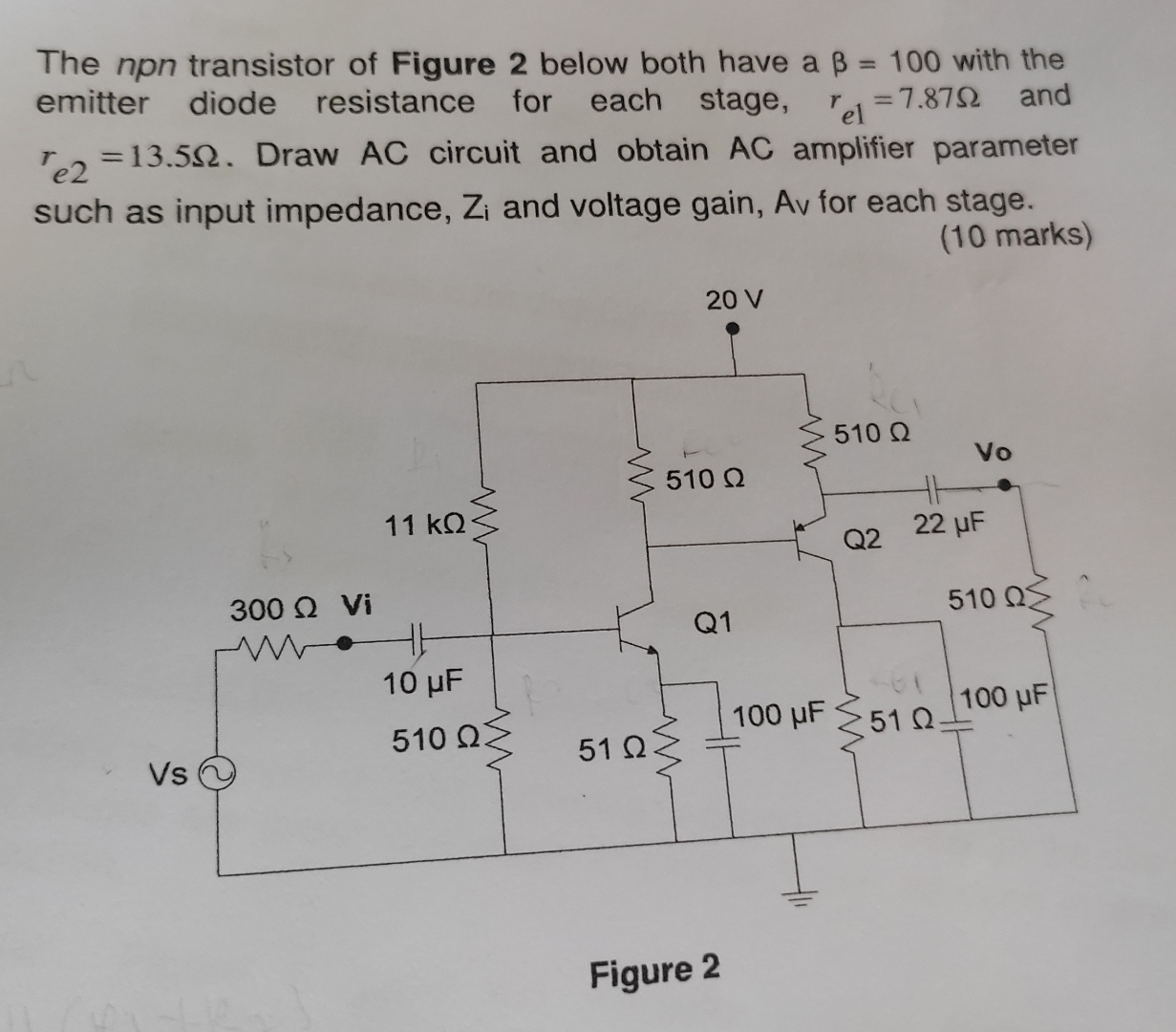 Solved The npn transistor of Figure 2 ﻿below both have a | Chegg.com