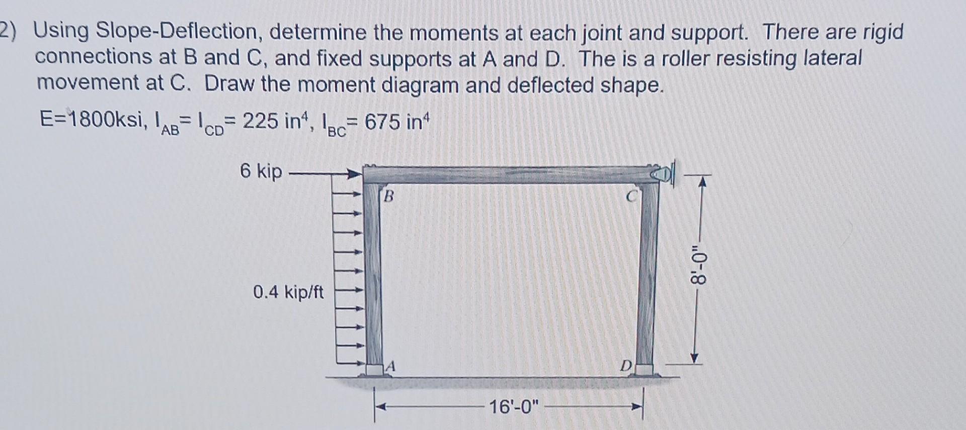 Solved Using Slope-Deflection, determine the moments at each | Chegg.com