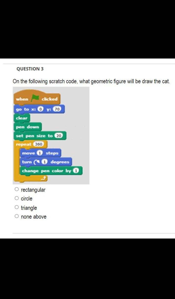 Solved On the following scratch code, what geometric figure | Chegg.com