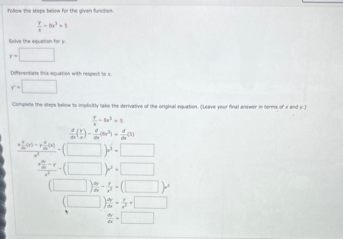 Solved Follow the steps below for the glven function. | Chegg.com