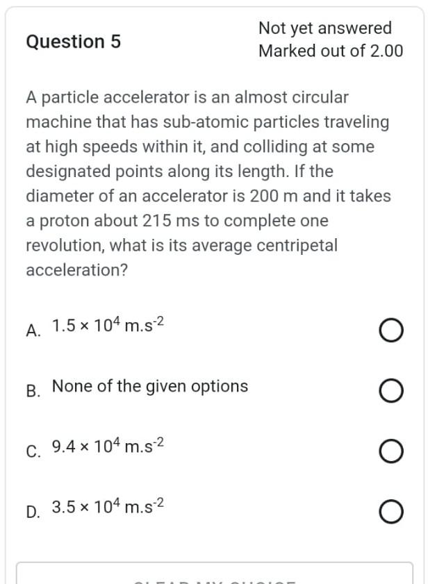Solved Question 5 A particle accelerator is an almost | Chegg.com