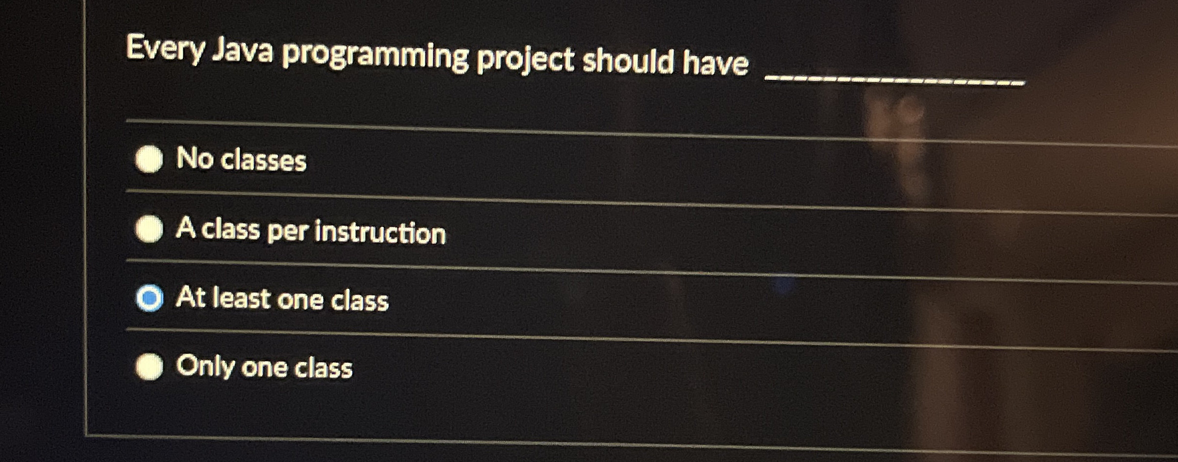 Solved Every Java programming project should haveNo classesA | Chegg.com