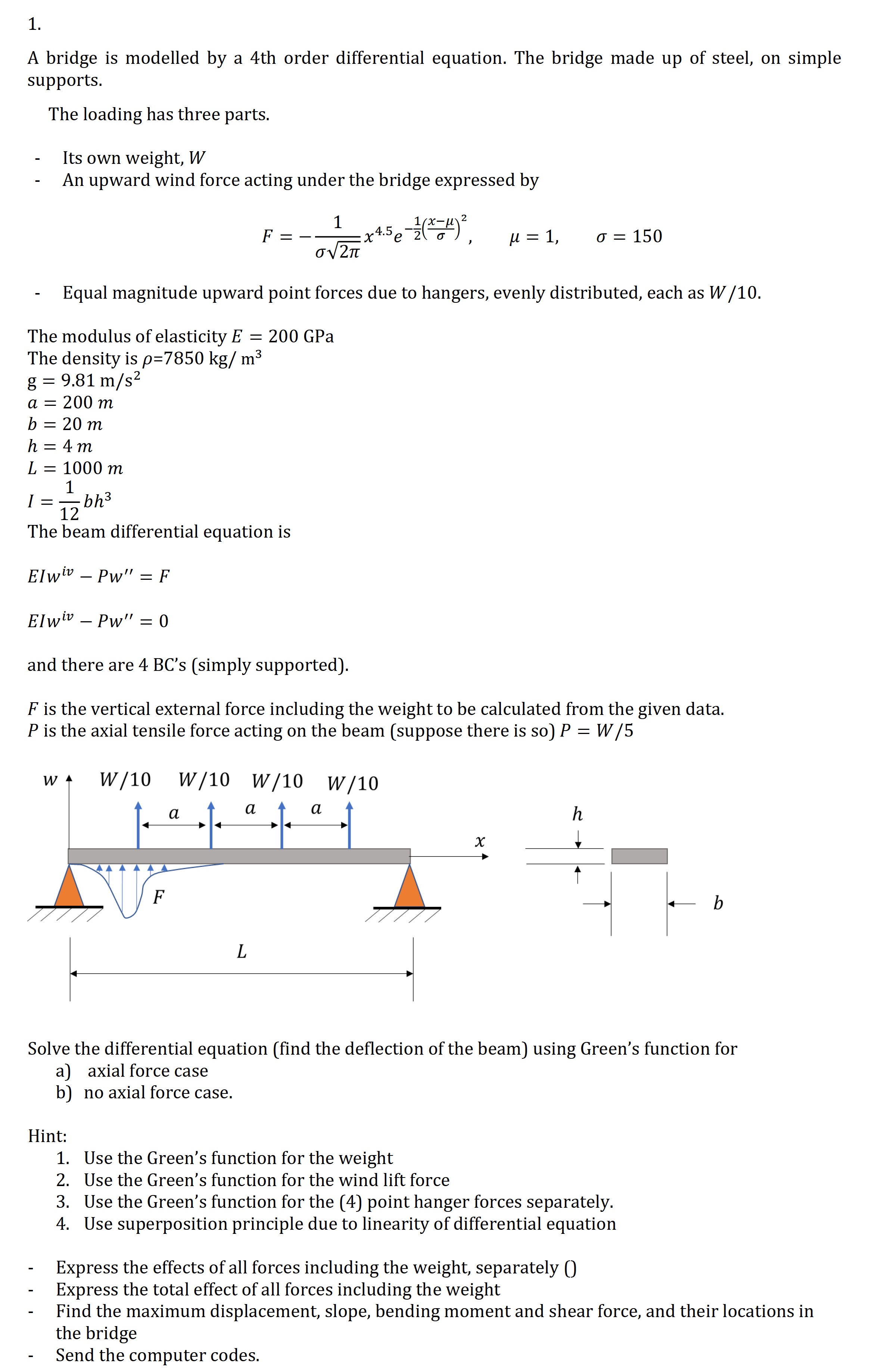 Solved A bridge is ﻿modelled by a 4th ﻿order differential | Chegg.com