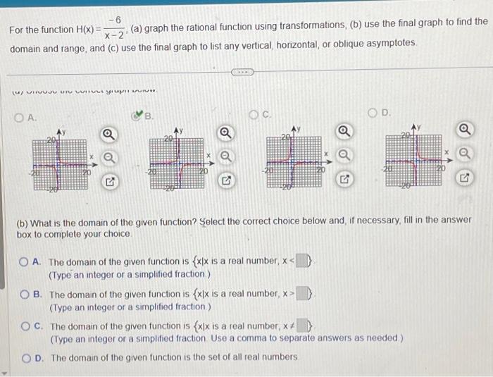 Solved For the function H(x)= domain and range, and (c) use | Chegg.com