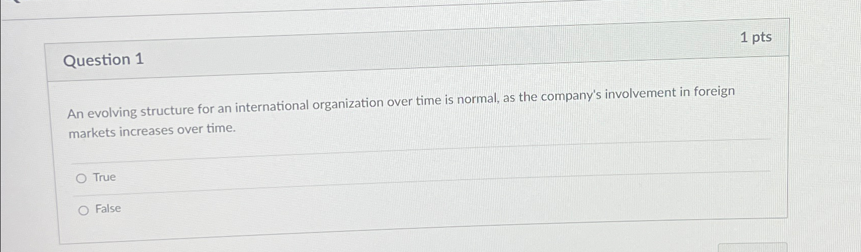 Solved Question 1An evolving structure for an international | Chegg.com