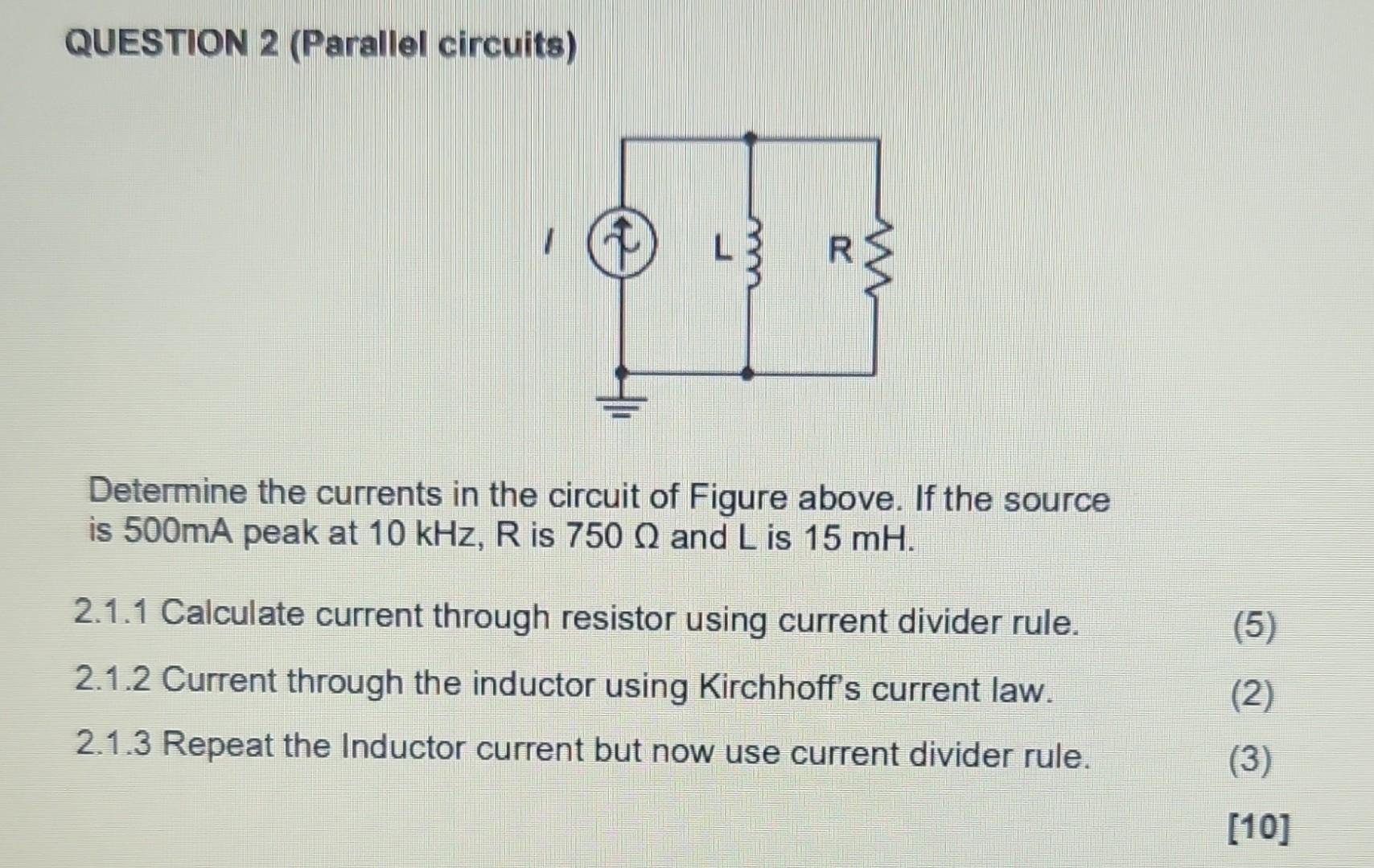 Solved QUESTION 2 (Parallel circuits) Determine the currents | Chegg.com