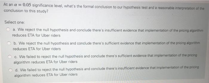 Solved Uber uses average Estimated Time of Arrival (ETA, | Chegg.com