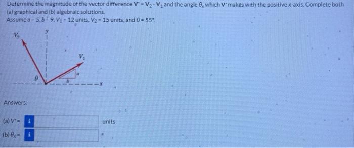 Solved Determine the magnitude of the vector difference | Chegg.com