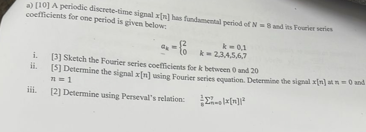 Solved a) [10] ﻿A periodic discrete-time signal x[n] ﻿has | Chegg.com