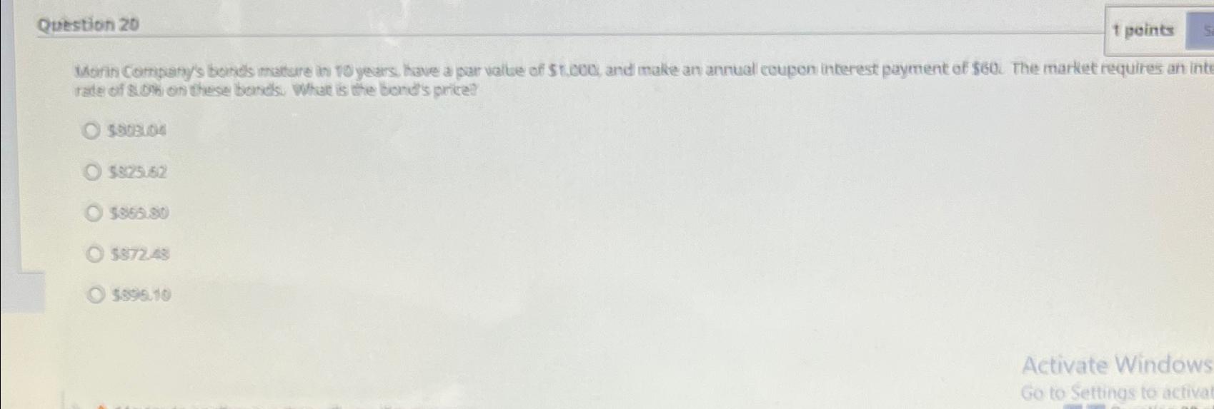Solved Question 20tpointsrate of 8 ﻿oh on these bondsi. What | Chegg.com