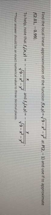 Solved Find the local linear approximation of the function | Chegg.com