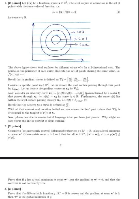 Solved 1. [2 points] Let f(x) be a function, where x∈Rd. The | Chegg.com