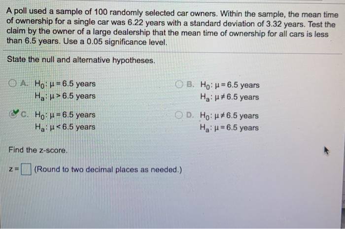 Solved A poll used a sample of 100 randomly selected car | Chegg.com