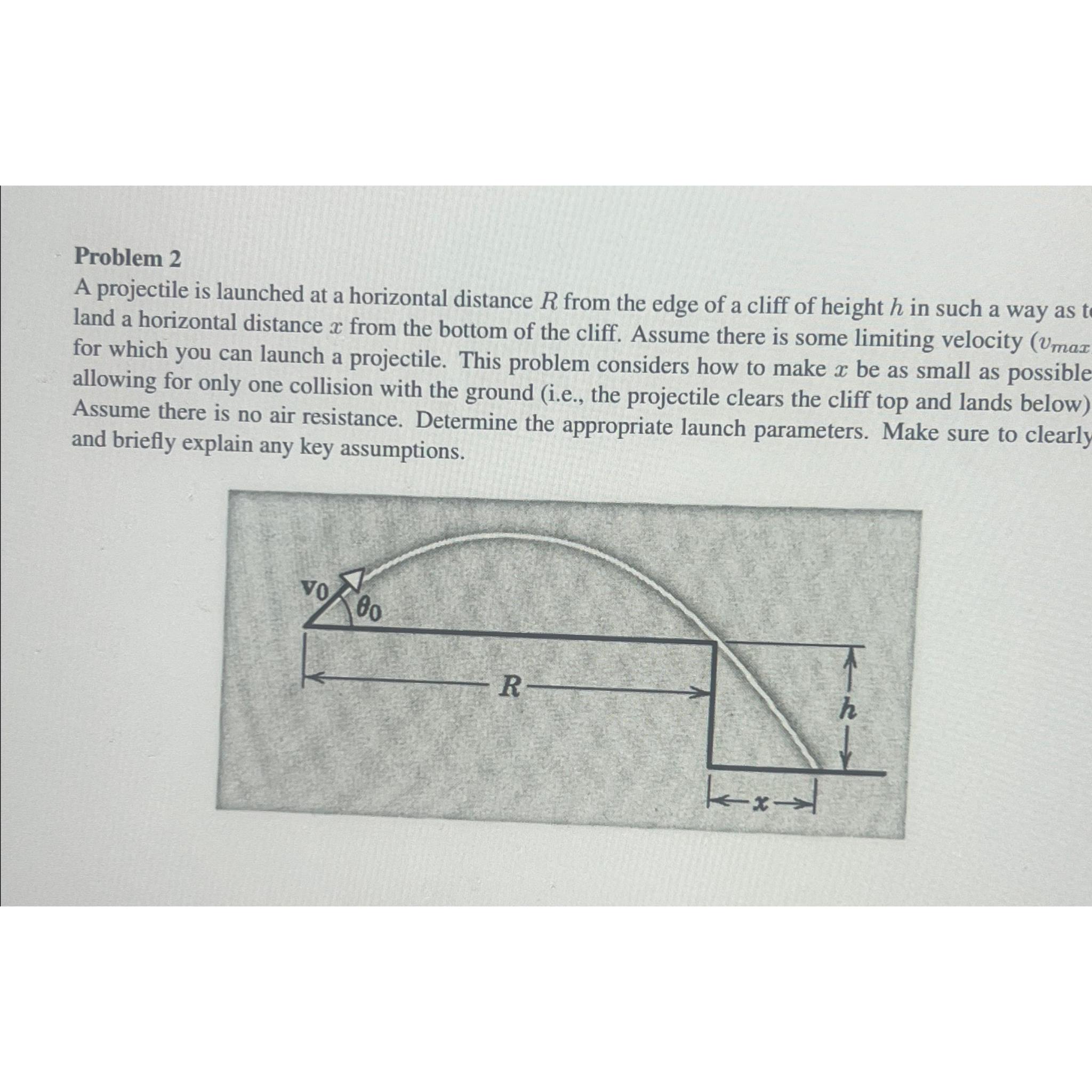 Problem 2\\nA projectile is launched at a horizontal | Chegg.com