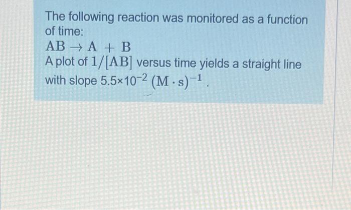 Solved The following reaction was monitored as a function of | Chegg.com