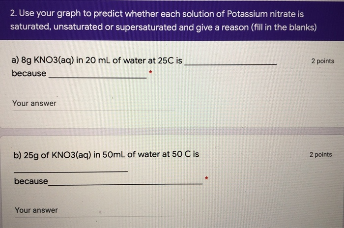Solved Solubility curve for KNO3 80 70 60 solubility in | Chegg.com