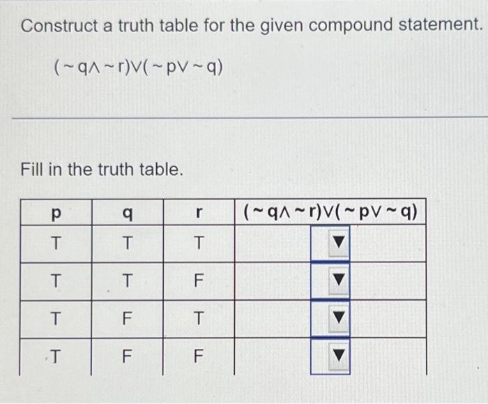 Solved Construct a truth table for the given compound | Chegg.com