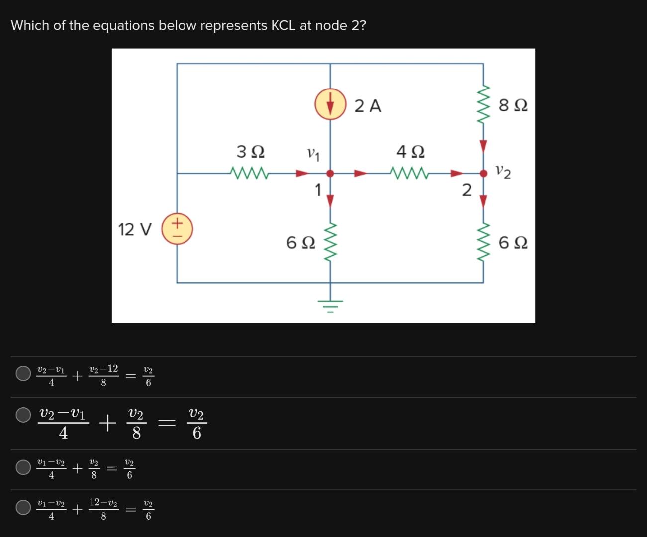 Solved Which of the equations below represents KCL ﻿at node | Chegg.com