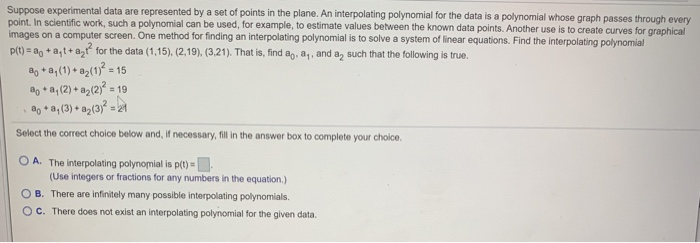Solved Suppose experimental data are represented by a set of | Chegg.com