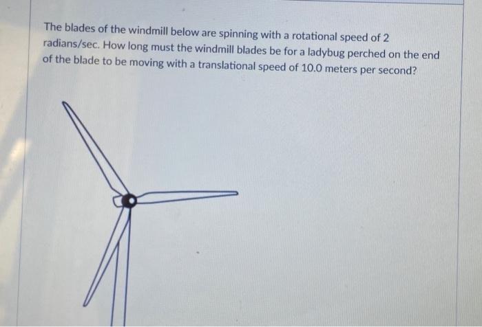 Solved The blades of the windmill below are spinning with a | Chegg.com