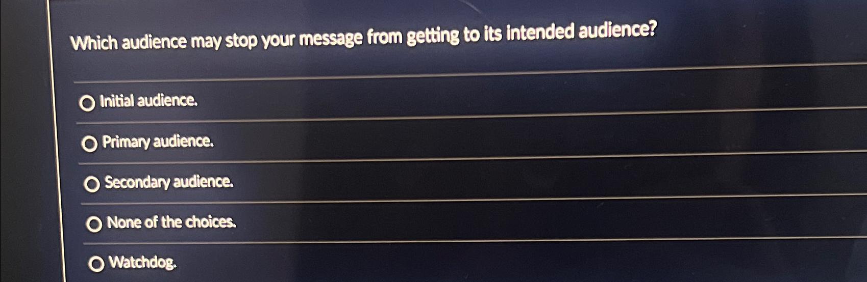 Solved Which audience may stop your message from getting to | Chegg.com