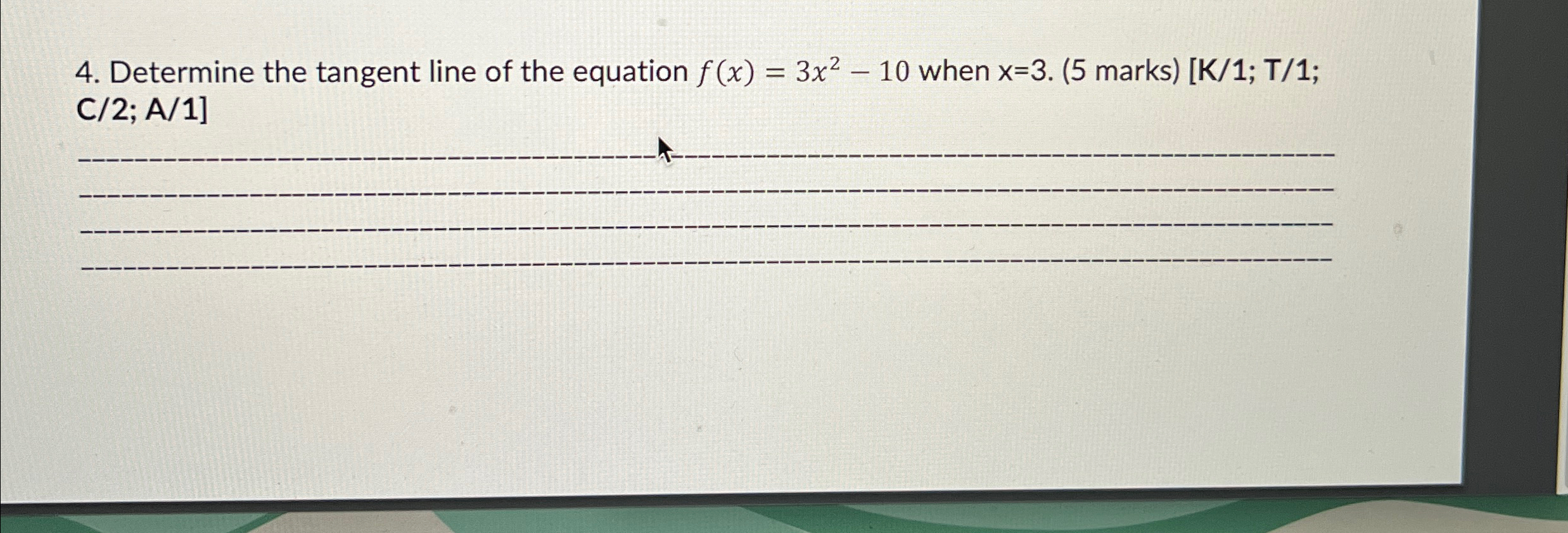 Solved Determine the tangent line of the equation | Chegg.com