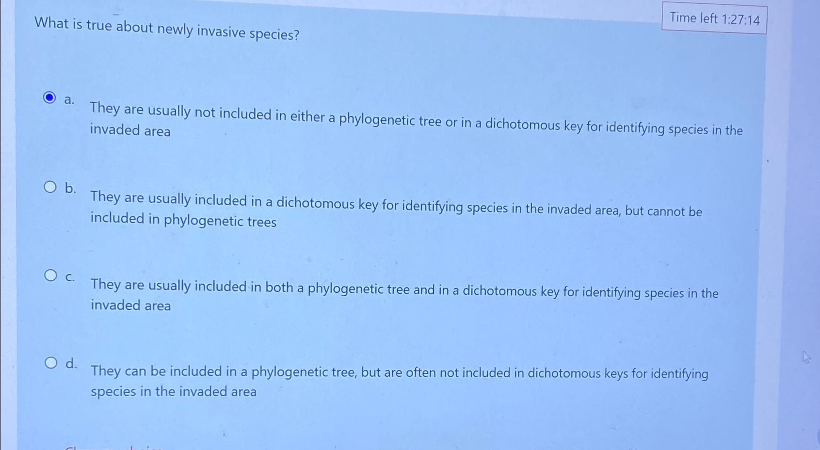 Solved What is true about newly invasive species?Time left | Chegg.com