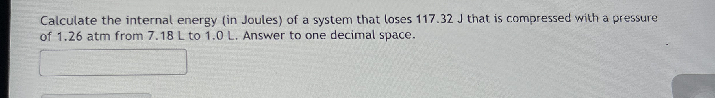 Solved Calculate the internal energy (in Joules) ﻿of a | Chegg.com