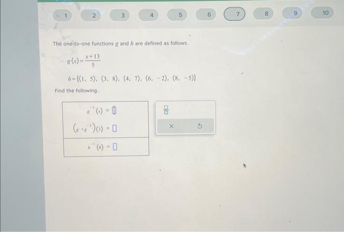 Solved The one-to-one functions g and h are defined as | Chegg.com