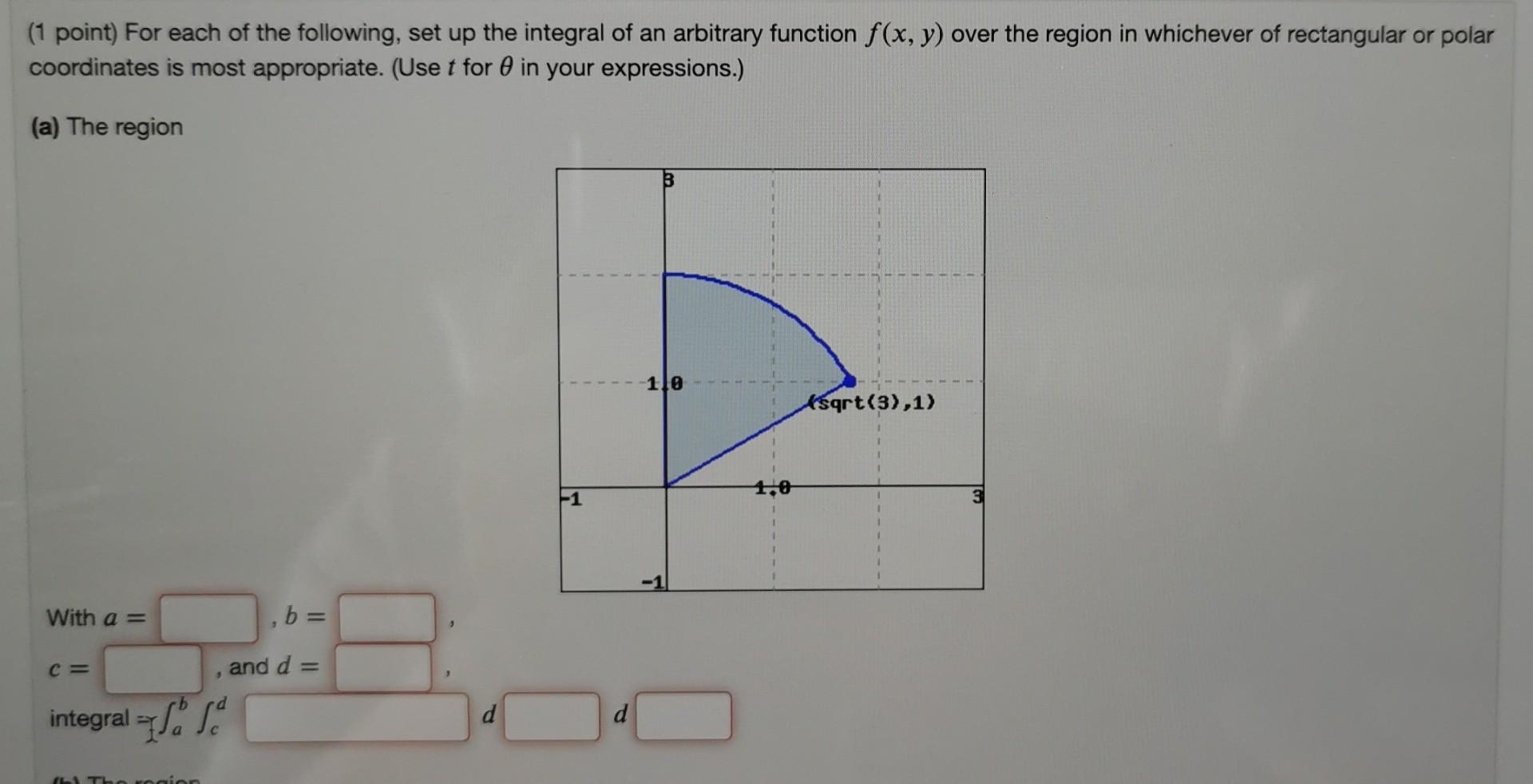 Solved (1 point) For each of the following, set up the | Chegg.com