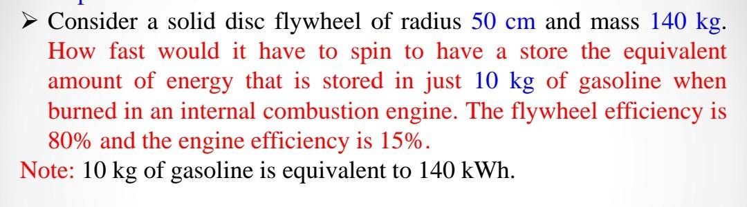 Solved Consider a solid disc flywheel of radius 50 cm and | Chegg.com